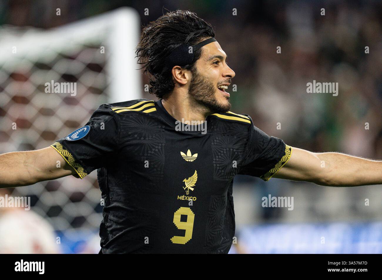 Mexico forward Raúl Jiménez (9) celebrates after scoring a goal during ...