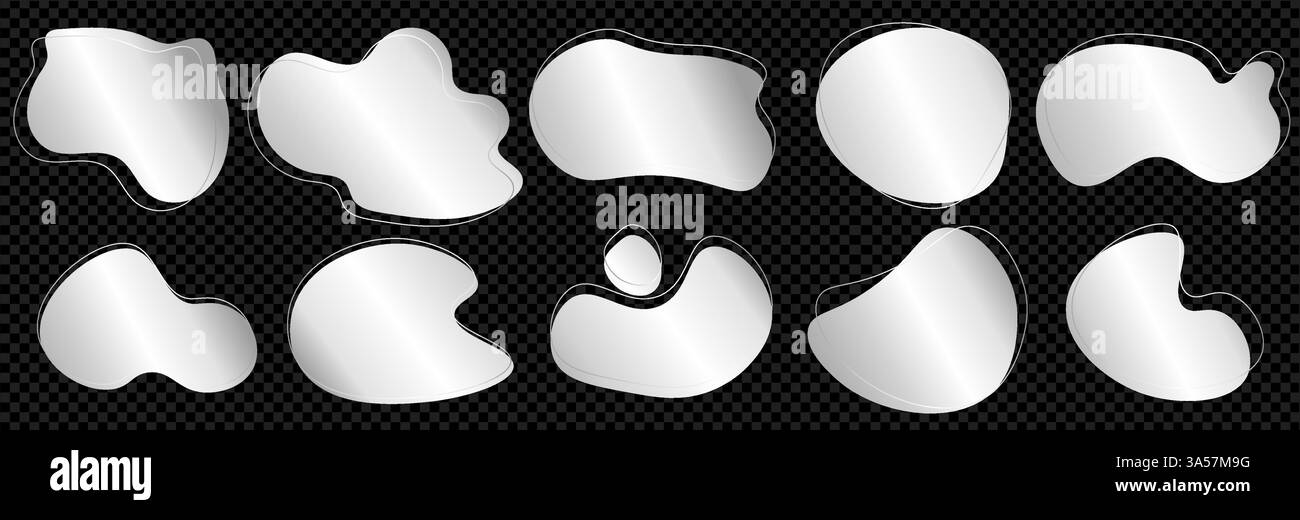 Silver abstract organic blob. Vector design element. Irregular forms ...
