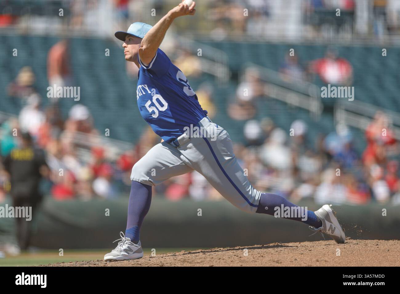 Goodyear, AZ. USA; Kansas City Royals pitcher Kris Bubic (50) delivers ...