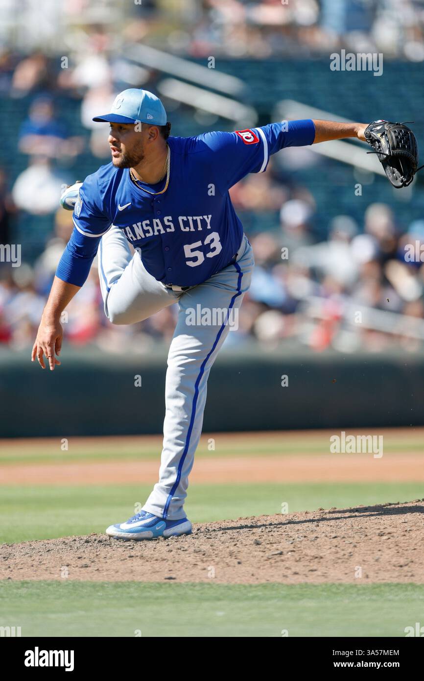 Goodyear, AZ. USA; Kansas City Royals pitcher Carlos Estévez (53 ...