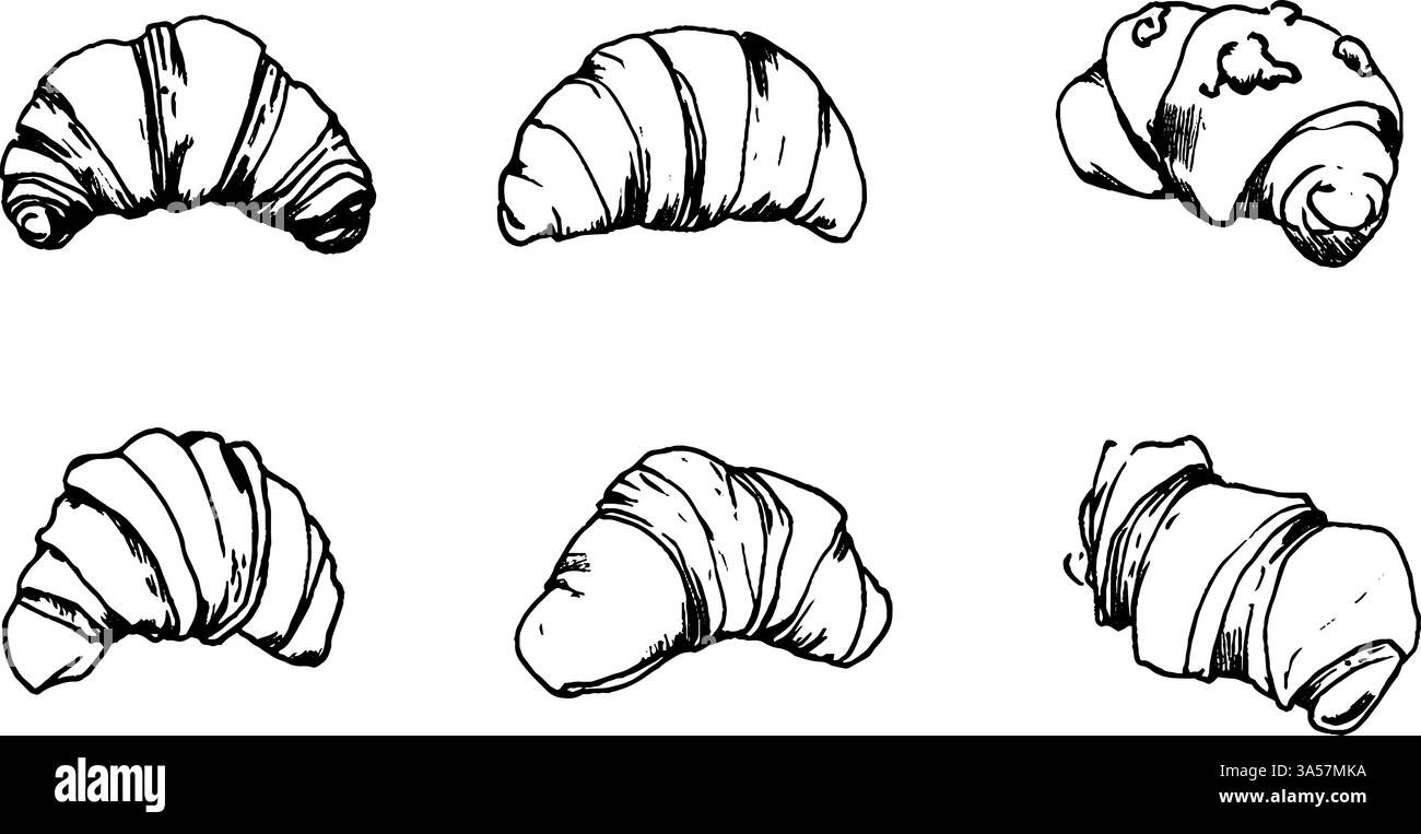 Hand-Drawn Croissants Collection Stock Vector Image & Art - Alamy