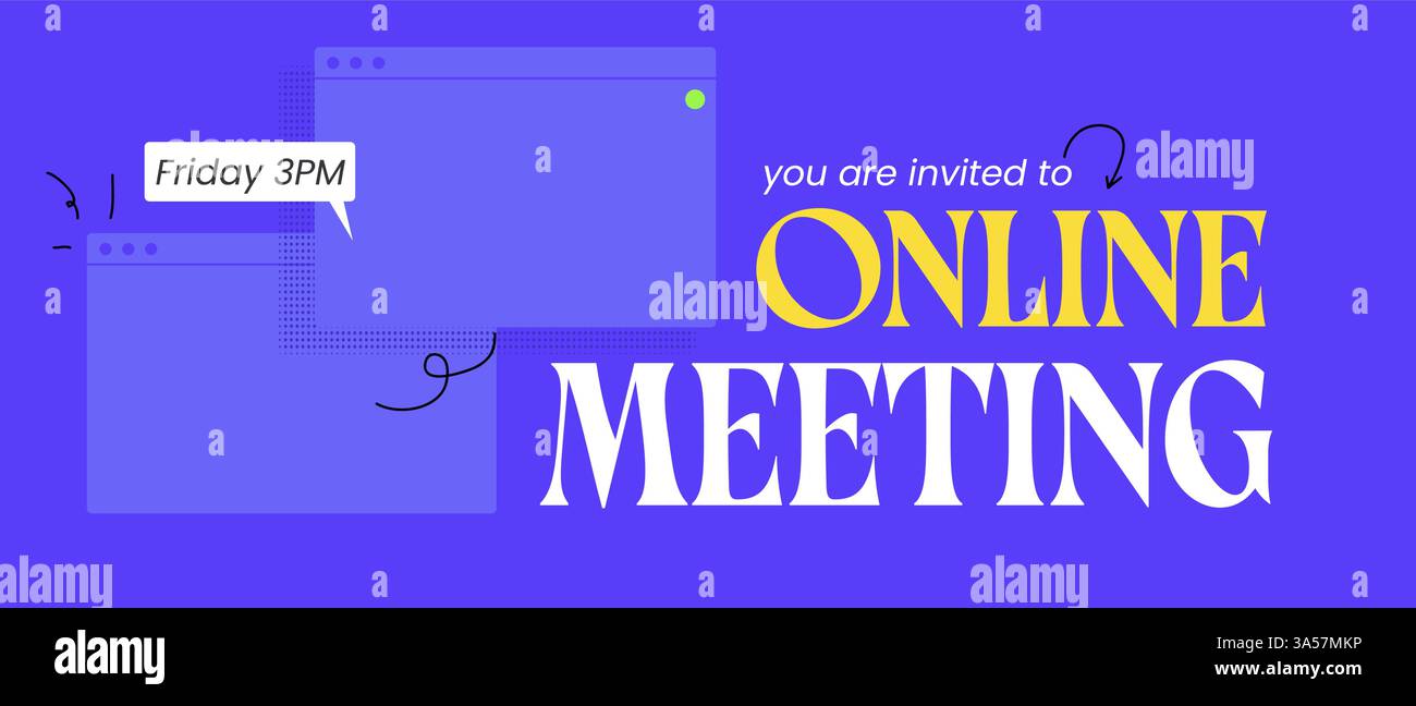 Online meeting collage banner with digital elements. Vector web flyer ...