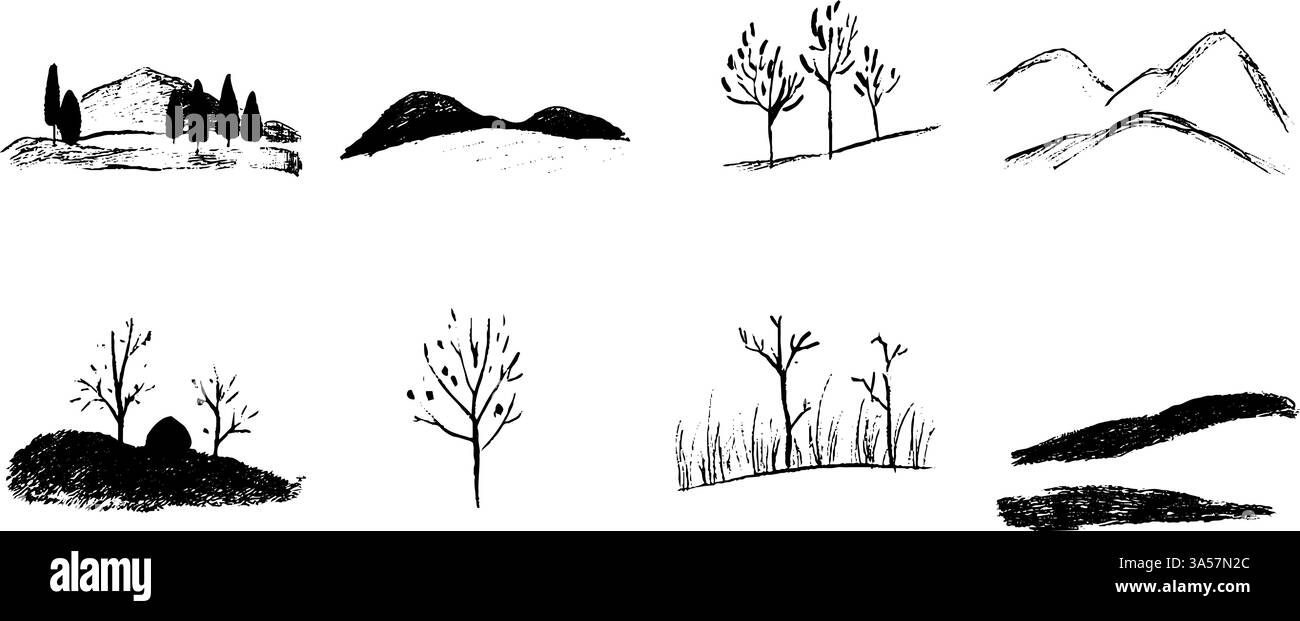 Black chalk landscape Cut Out Stock Images & Pictures - Alamy