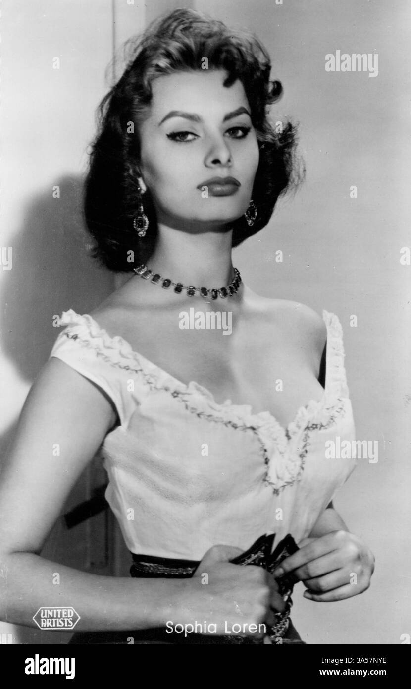 An antique postcard featuring Italian film actress and singer Sophia ...