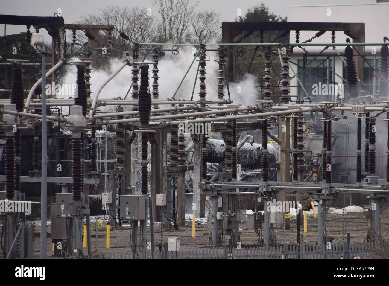 London, UK. 21st March 2025. Smoke billows after a fire broke out at ...