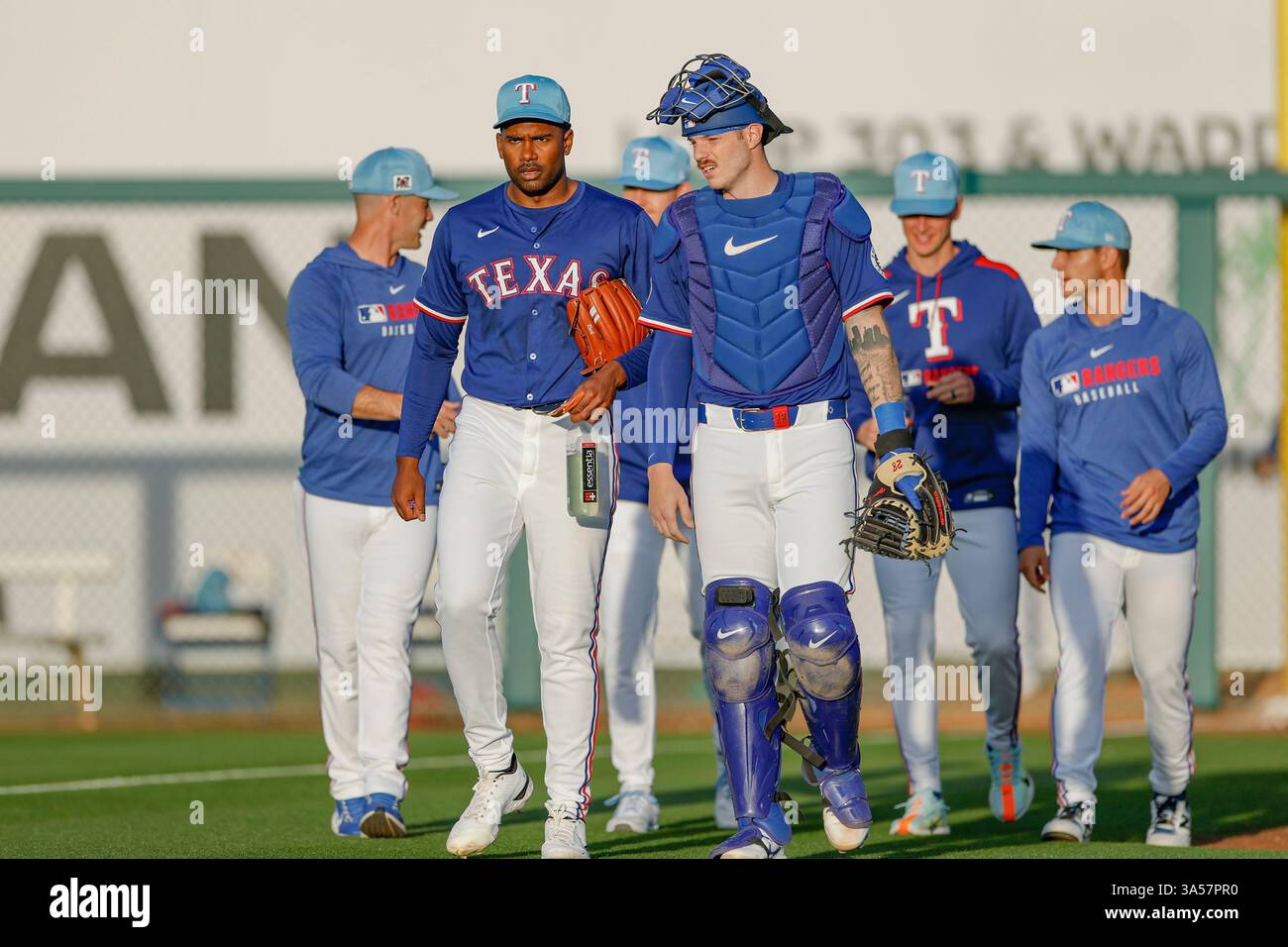 Surprise, AZ. USA; Texas Rangers starting pitcher Kumar Rocker (80) and ...