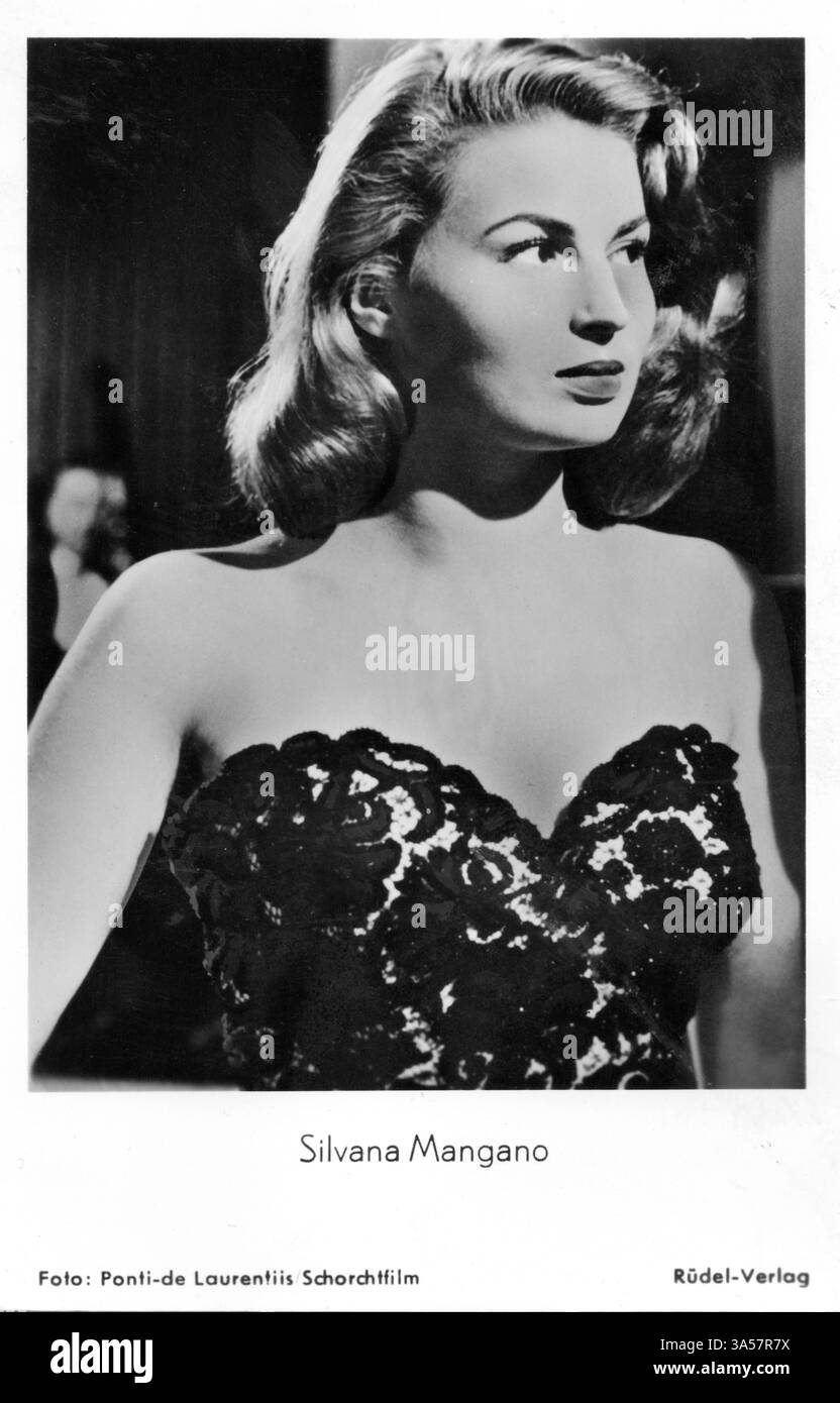 An antique postcard featuring Italian actress Silvana Mangano ...