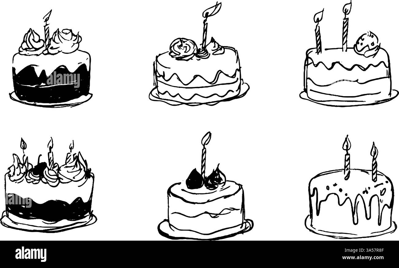 Hand-Drawn Cakes Collection for Celebrations Stock Vector Image & Art ...