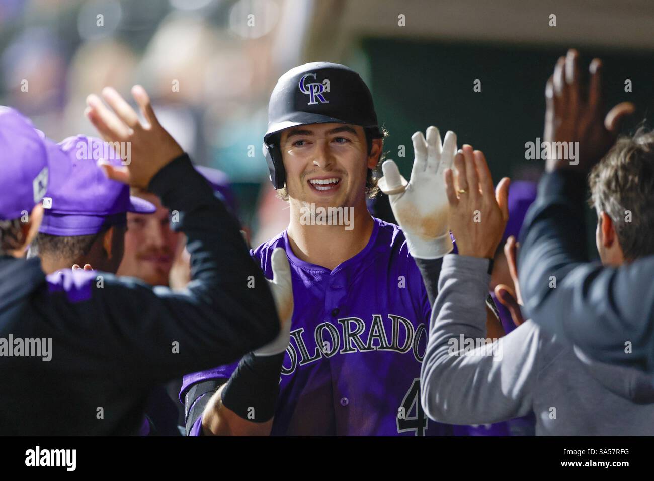 Surprise, AZ. USA; Colorado Rockies first base Michael Toglia (4) is ...