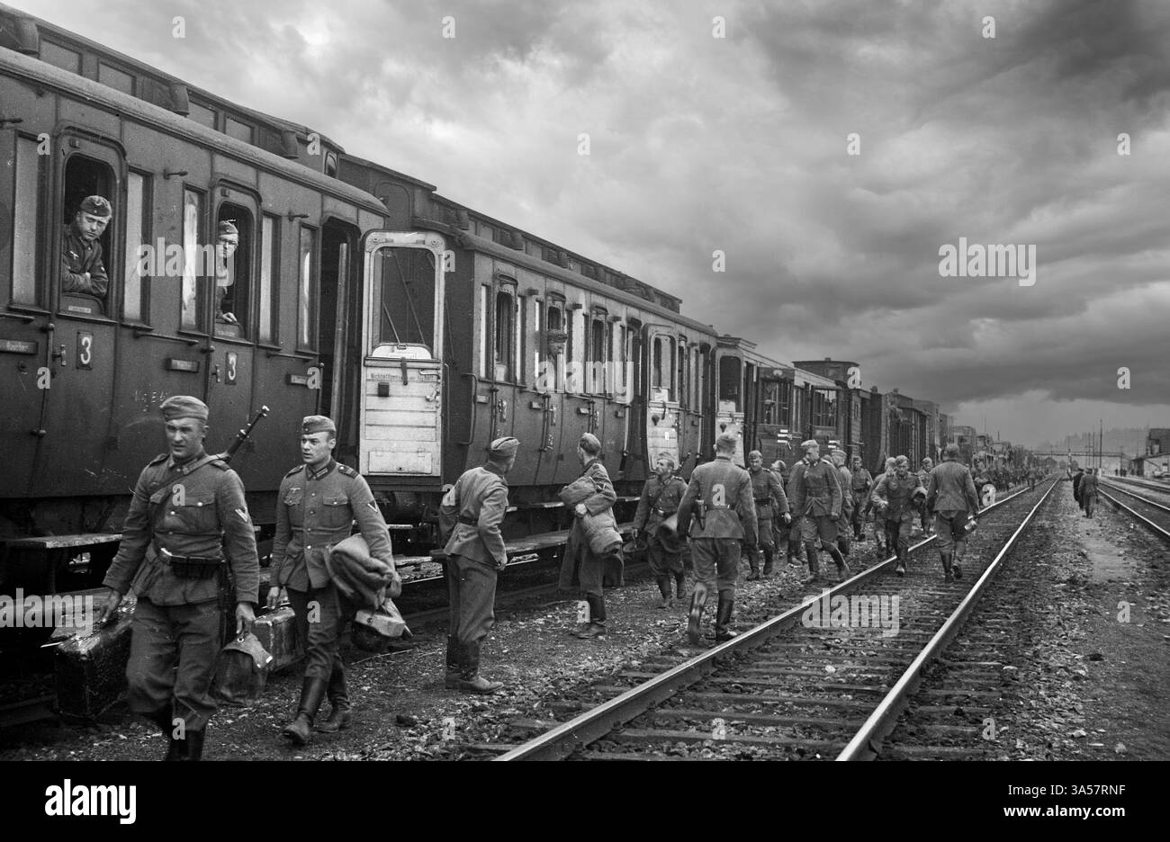 Off to war 1941 WW2 German Army Soldiers boarding troop train ...