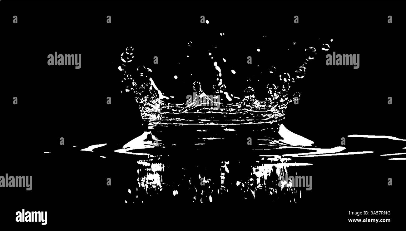 Crown-shaped splash of water gracefully rising against a dark backdrop ...