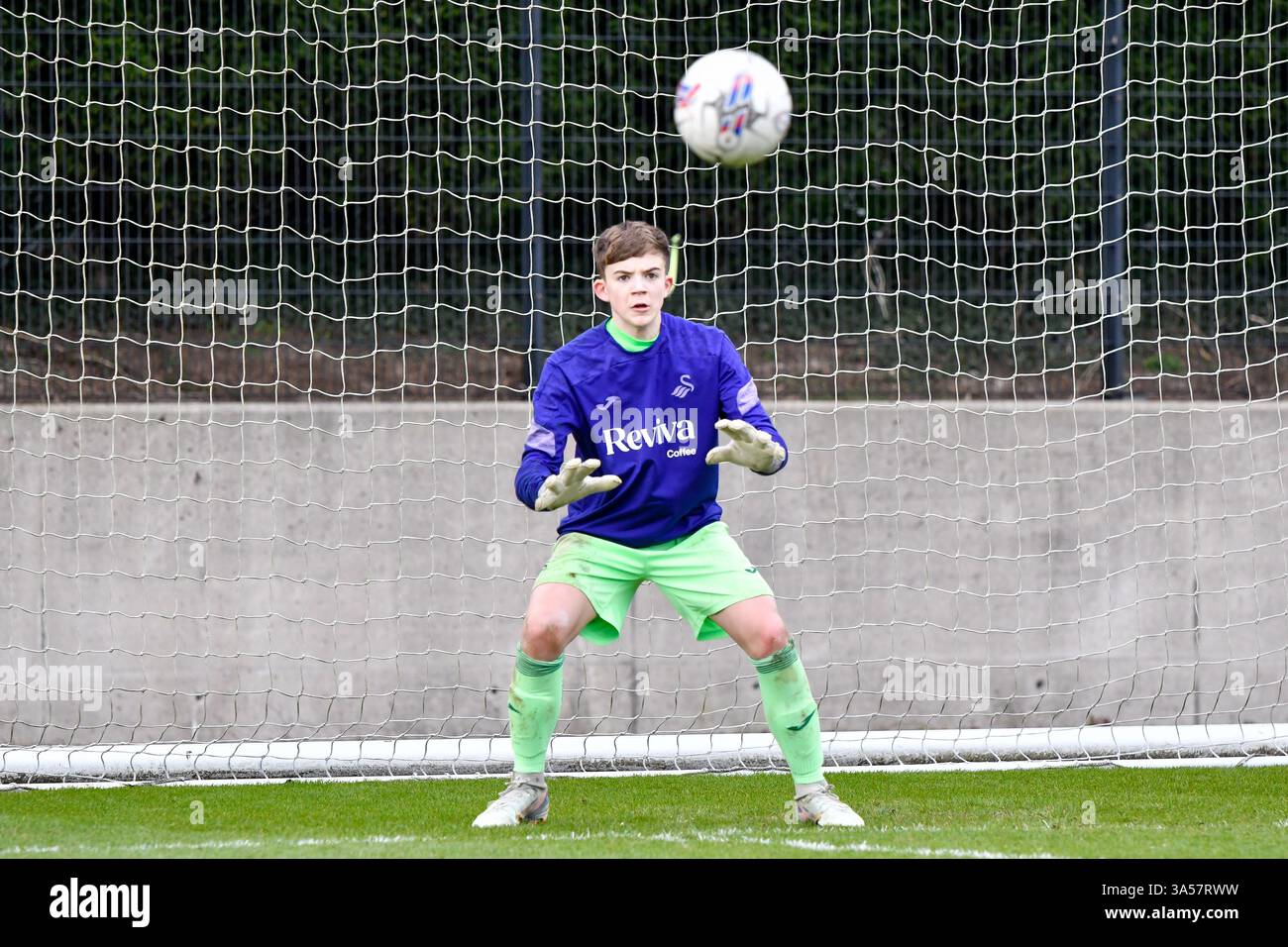 Landore, Swansea, Wales. 15 March 2025. Goalkeeper Miles Thomas of ...