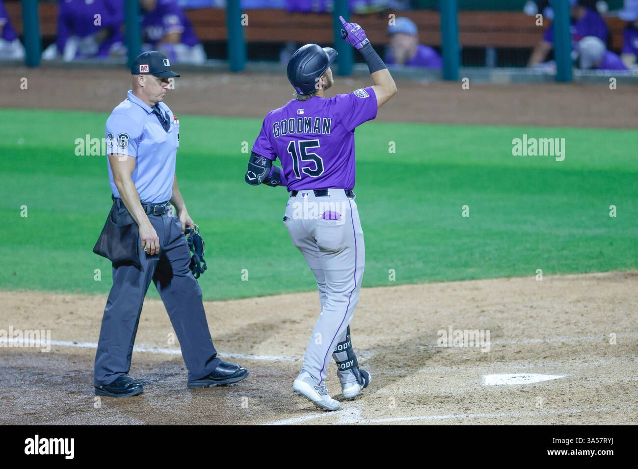 Surprise, AZ. USA; Colorado Rockies catcher Hunter Goodman (15) homers ...