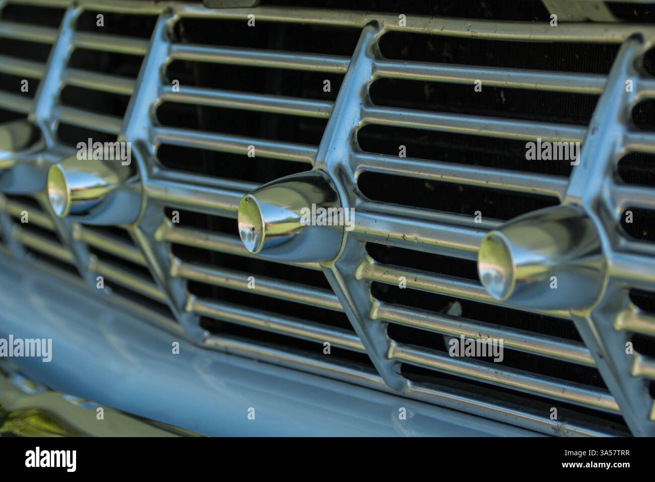 Close up of the bullet style grille on a 1959 Chevrolet Stock Photo - Alamy