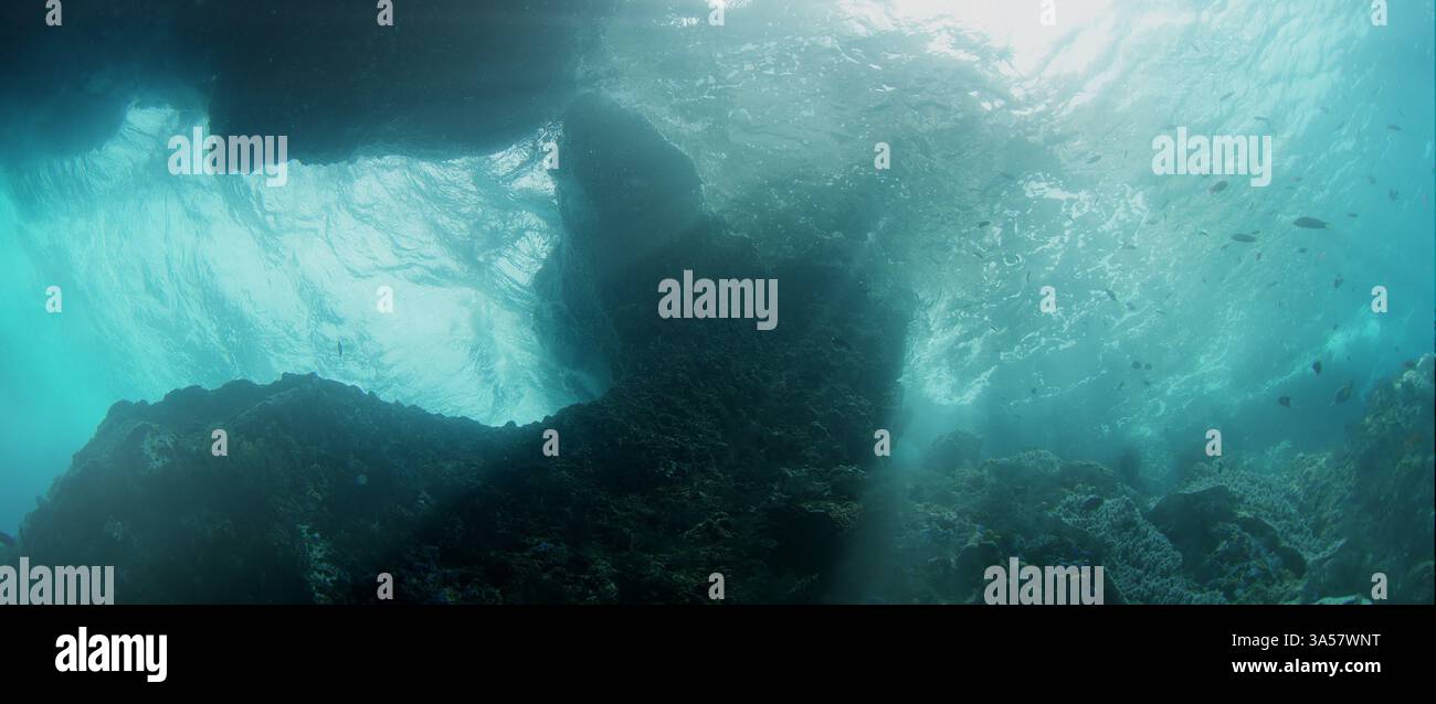 Dangerous reef with strong waves, Raja Ampat, Indonesia, slow motion ...