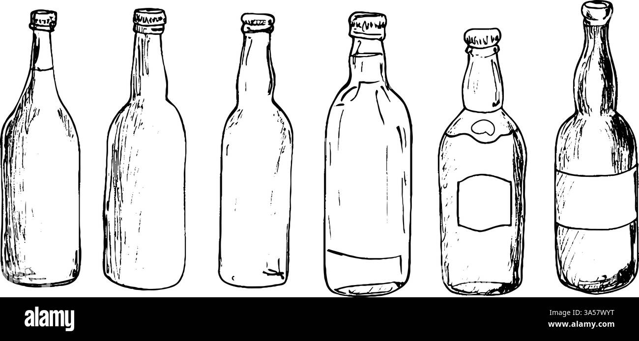 Collection of Hand-Drawn Glass Bottles Stock Vector Image & Art - Alamy