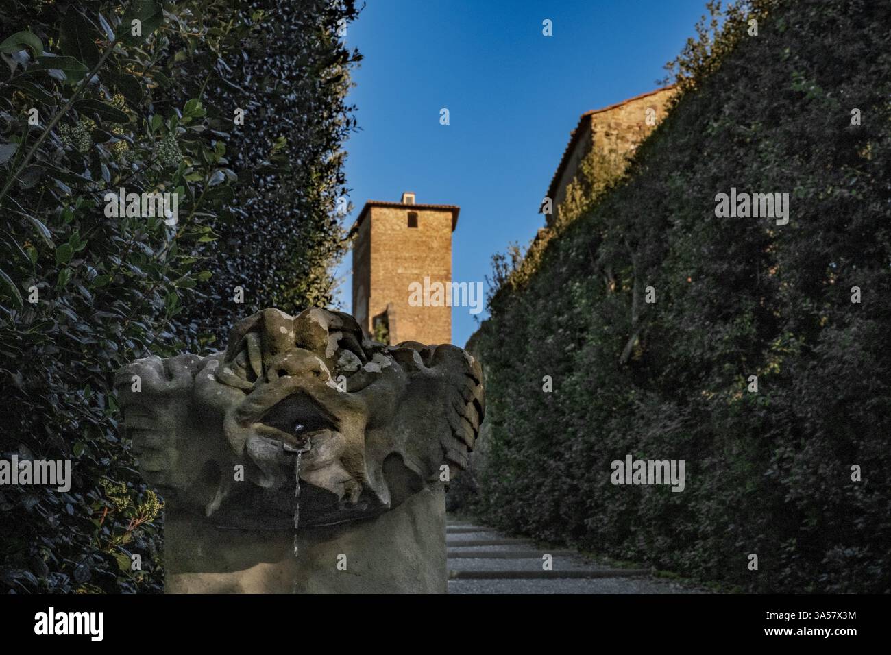 Tower over a steep pathway Stock Photo - Alamy