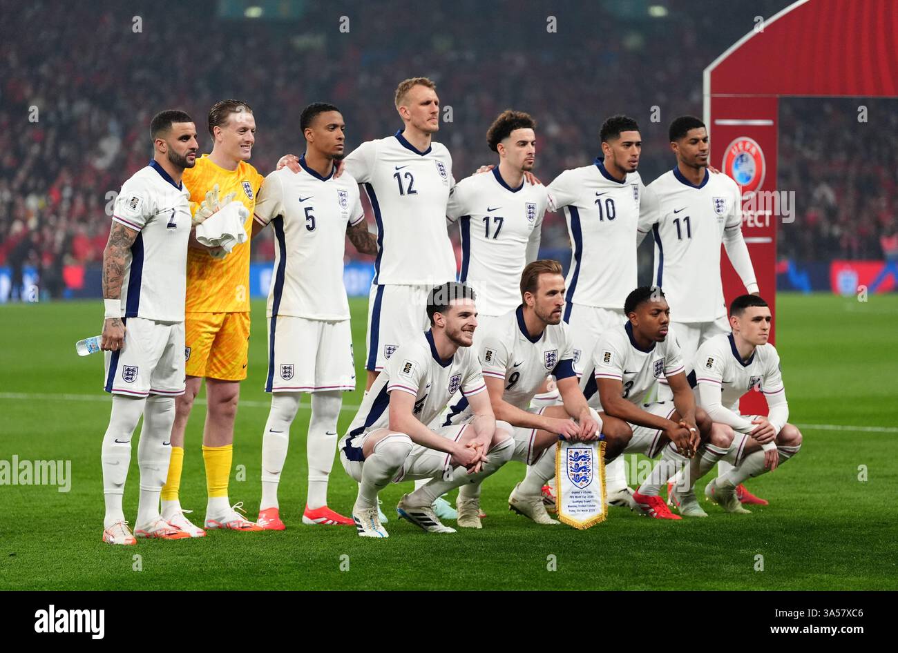 The England starting line up pose for a picture during the 2026 FIFA ...