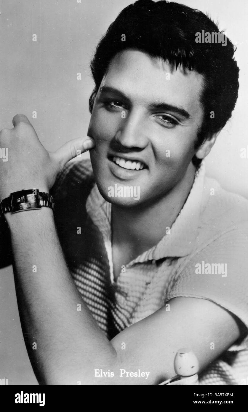 An antique postcard featuring American singer and actor Elvis Aaron ...