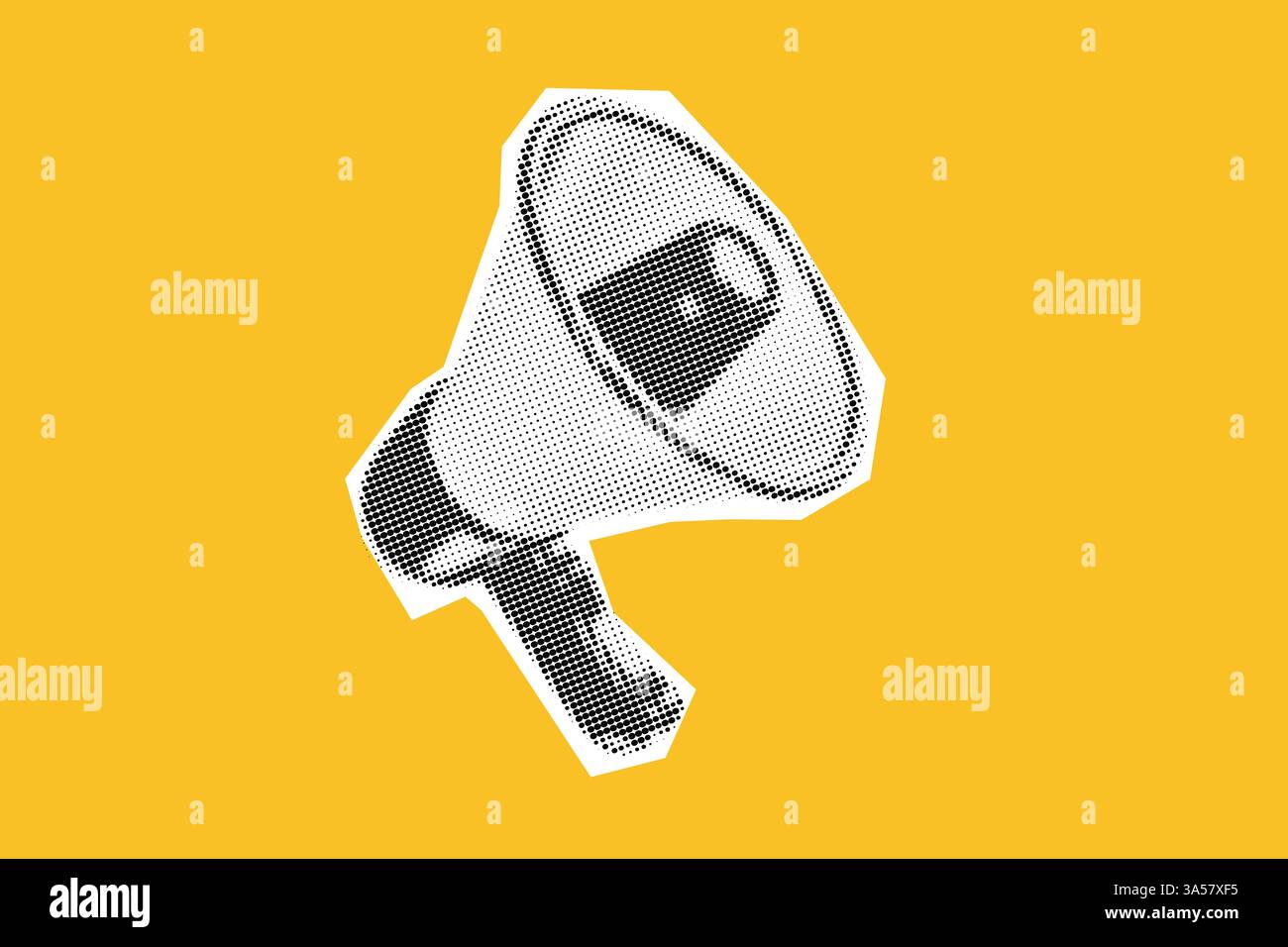 Loudspeakers for collage. megaphones vibrant yellow background. Vector ...