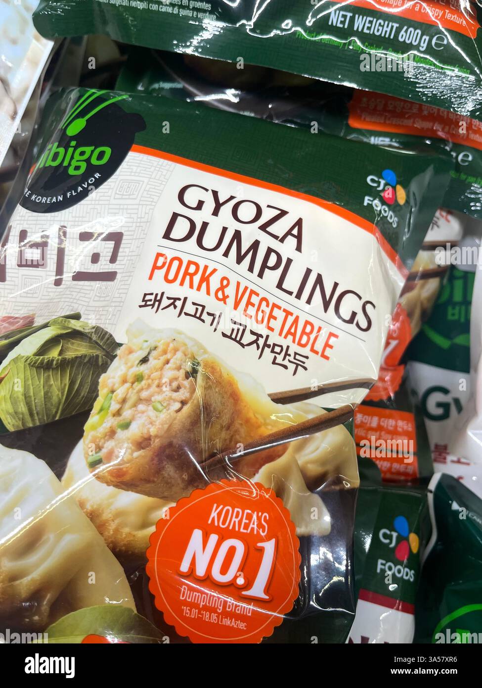 gyoza dumplings, pork vegetable, frozen packed food, Bibigo, mandu ...
