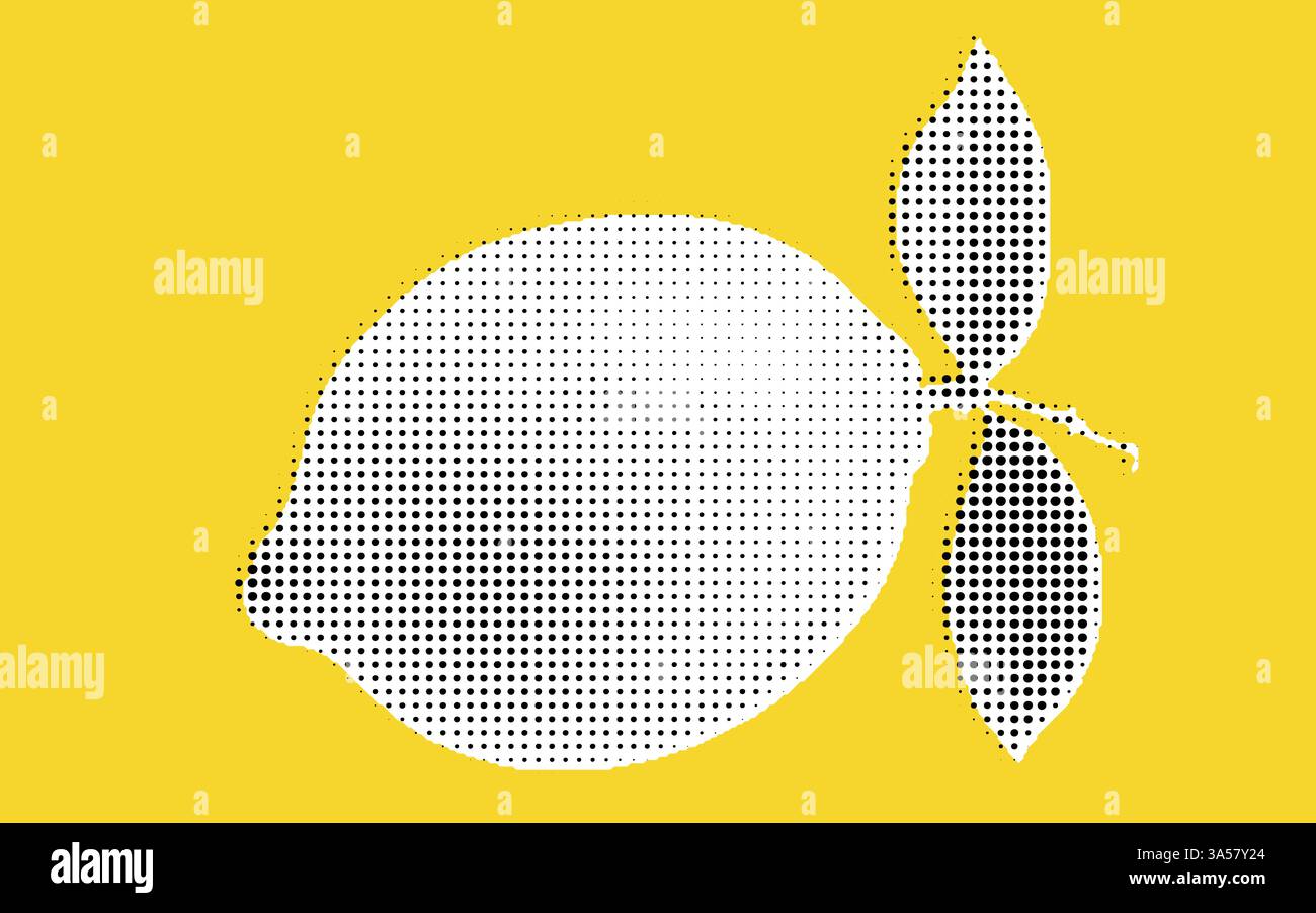 Stylized Lemon Illustration on Yellow Background Stock Vector Image ...