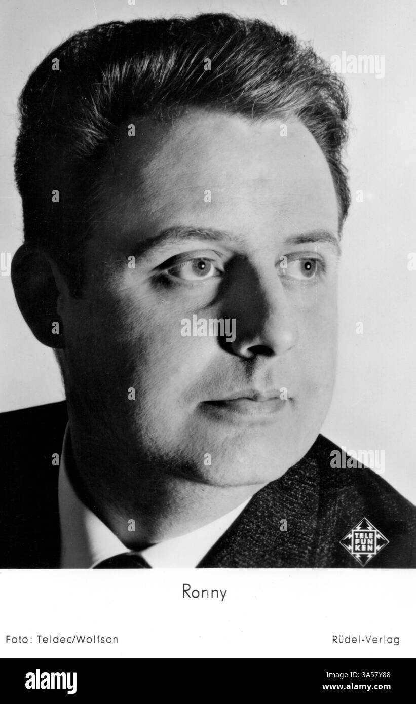An antique postcard featuring German singer Ronny, published in Germany ...