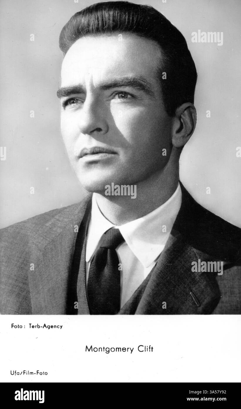An antique postcard featuring American actor Montgomery Clift ...