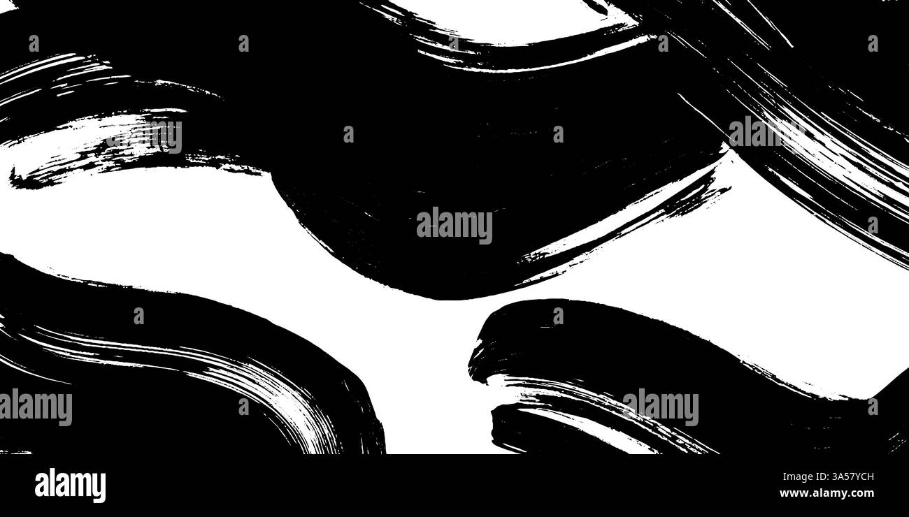 Dynamic Black and White Brush Stroke Abstract Stock Vector Image & Art ...