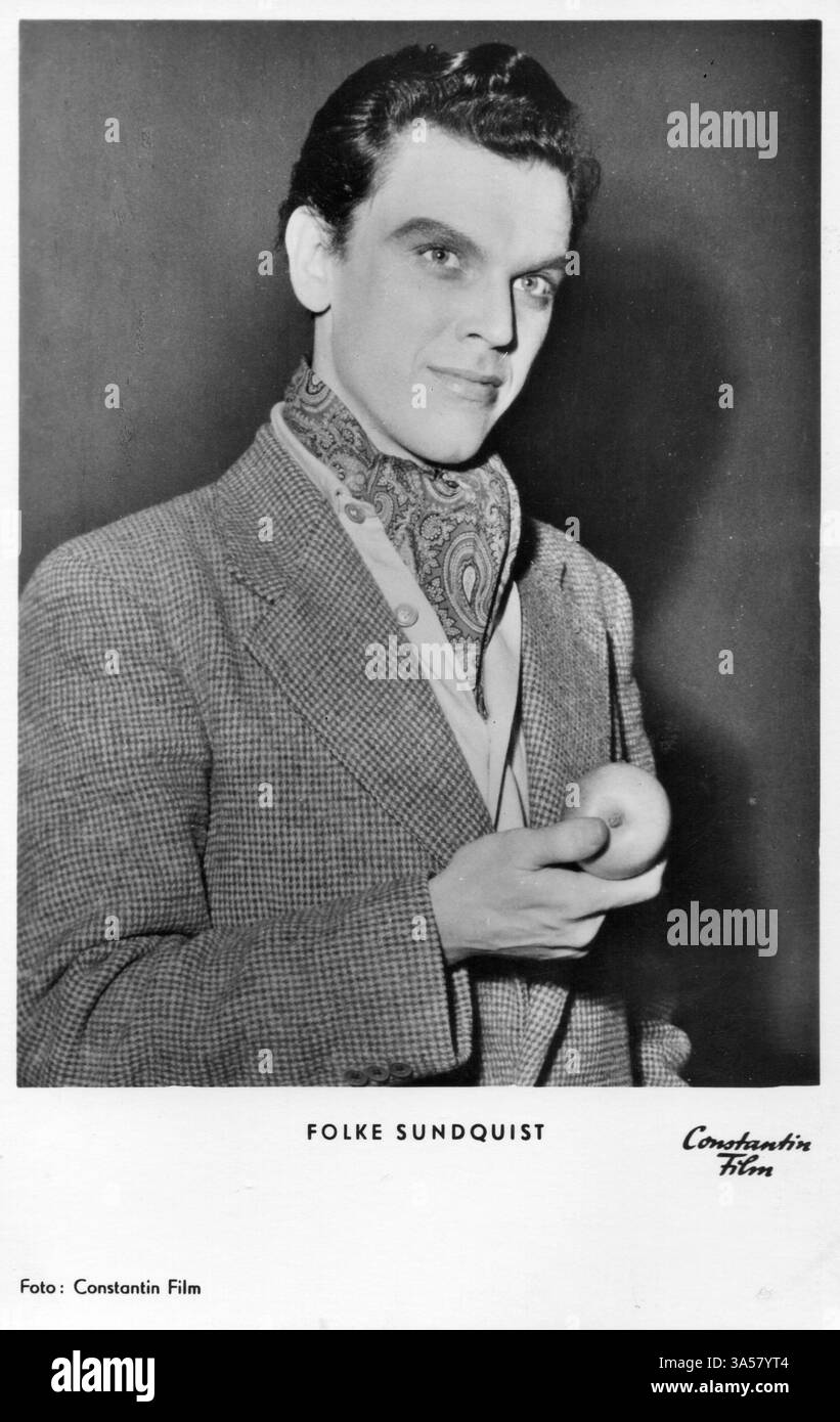 An antique postcard featuring Swedish film actor Folke Sundqvist ...