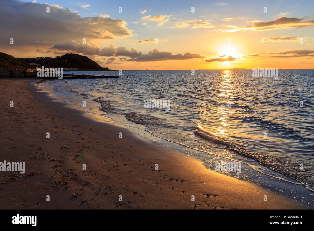 Sunset From Colwell Bay Isle Of Wight England UK Stock Photo Alamy