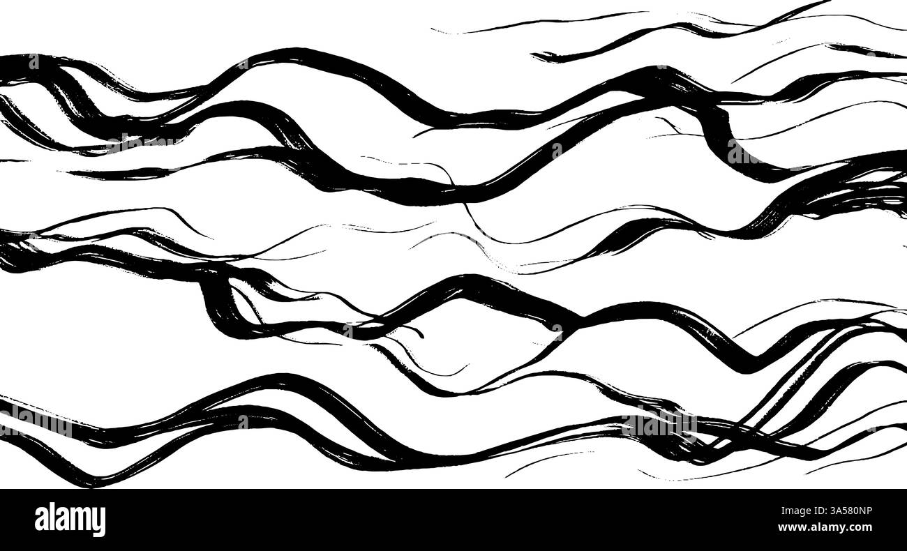 A series of dynamic, flowing black lines on a white background ...