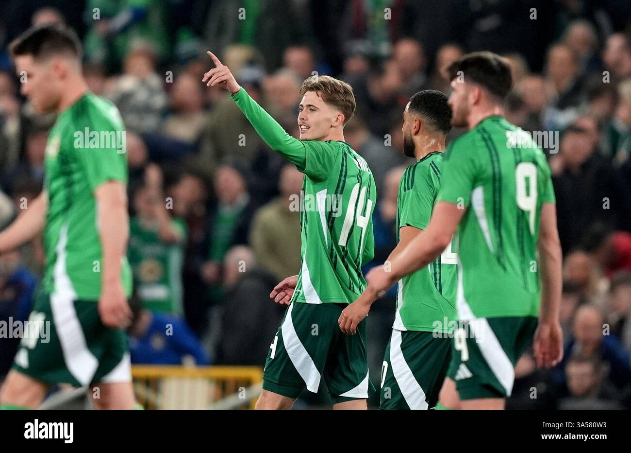 Northern Ireland's Isaac Price celebrates scoring their side's first ...