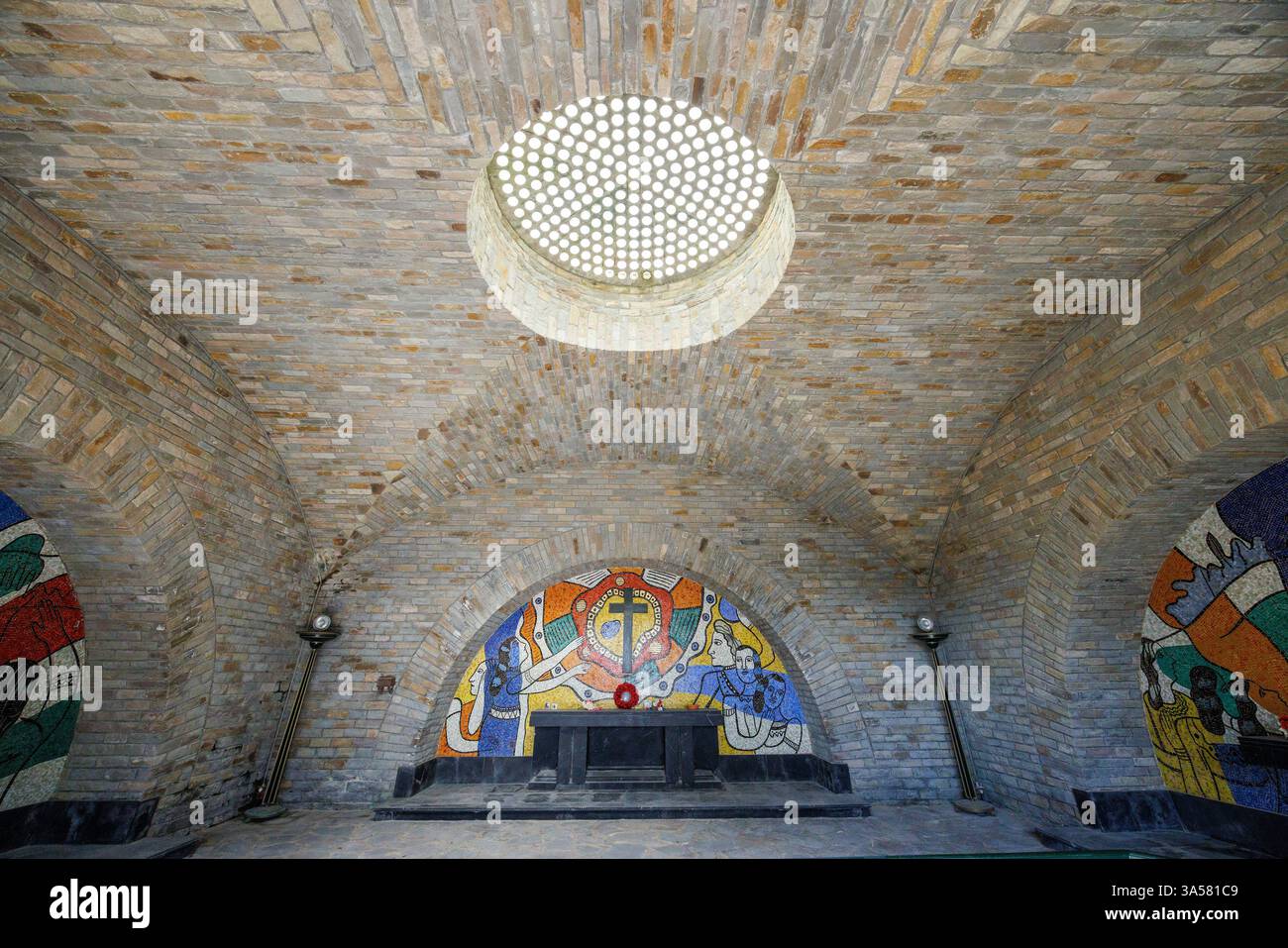 The crypt with mosaics by Fernand Leger in front of the Mardasson ...