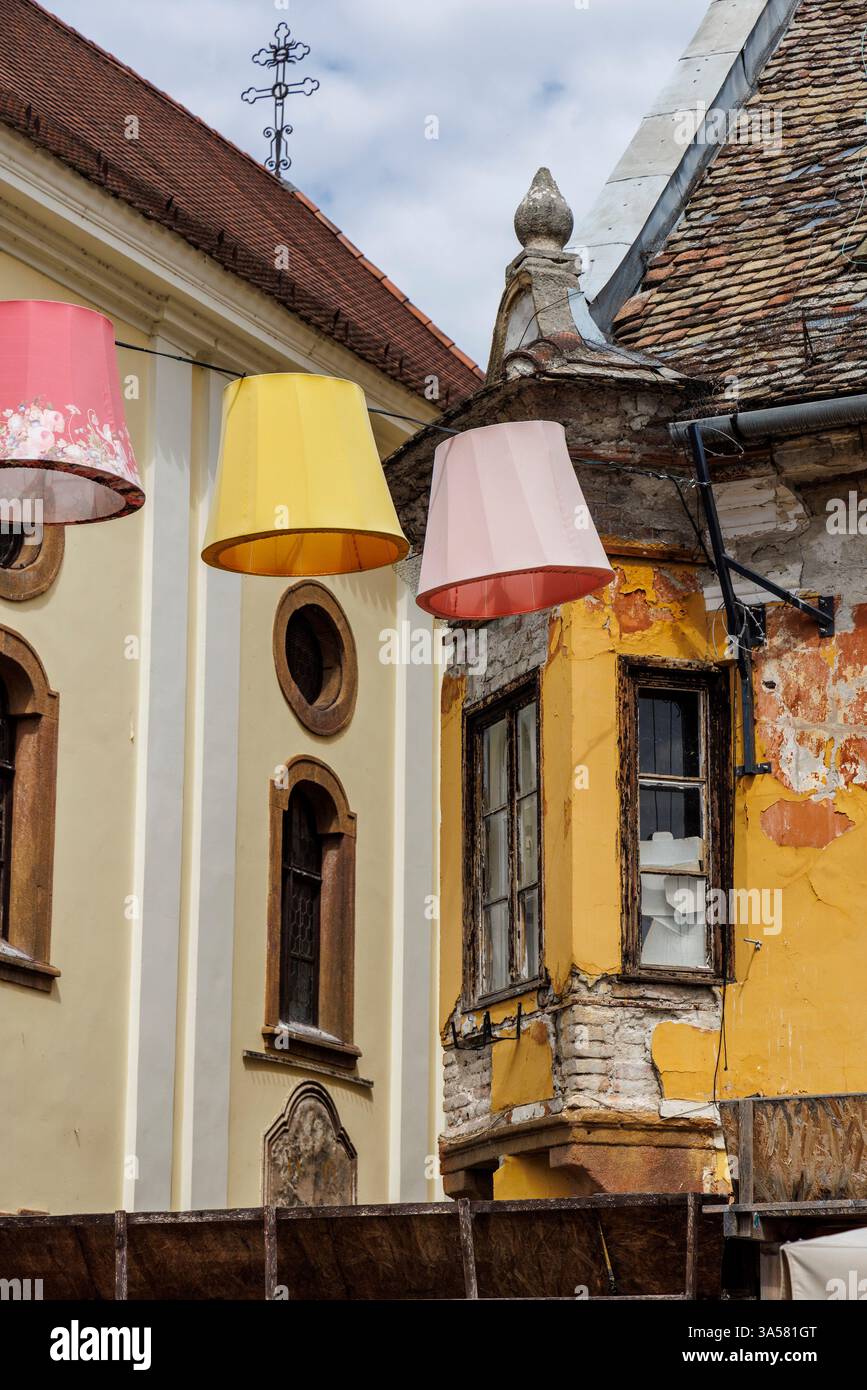 Turret on house corner, Szentendre, Hungary Stock Photo - Alamy