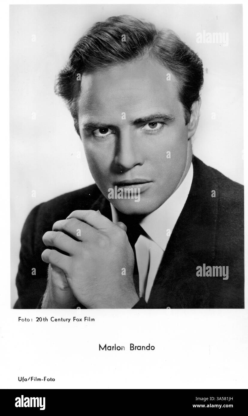An antique postcard featuring American actor Marlon Brando, published ...