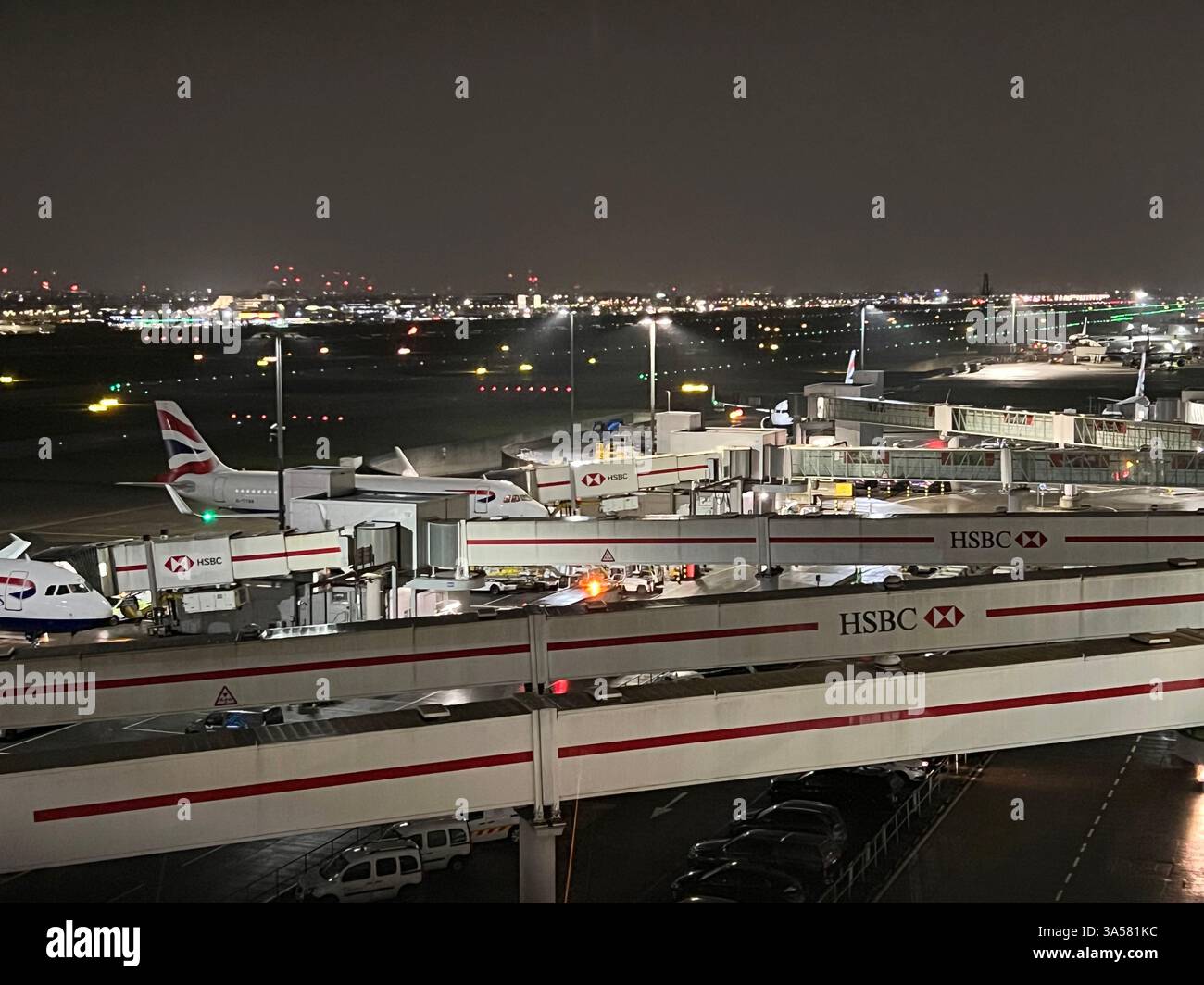 Parked planes at Heathrow Terminal 5 in London. British Airways say ...