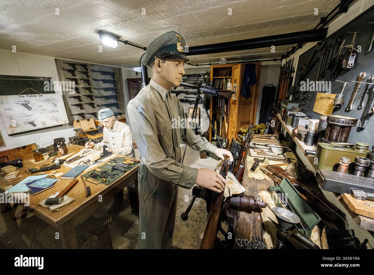 Exhibit at the Atlantic Wall museum of German soldiers maintaining ...