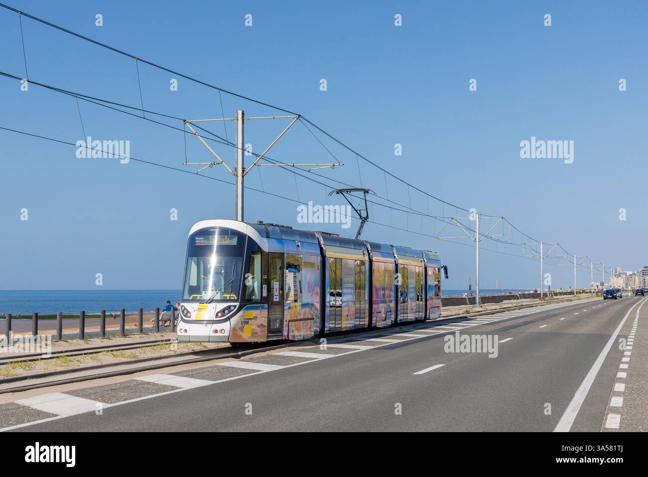 Tram on sea front, Ostend, Belgium Stock Photo - Alamy