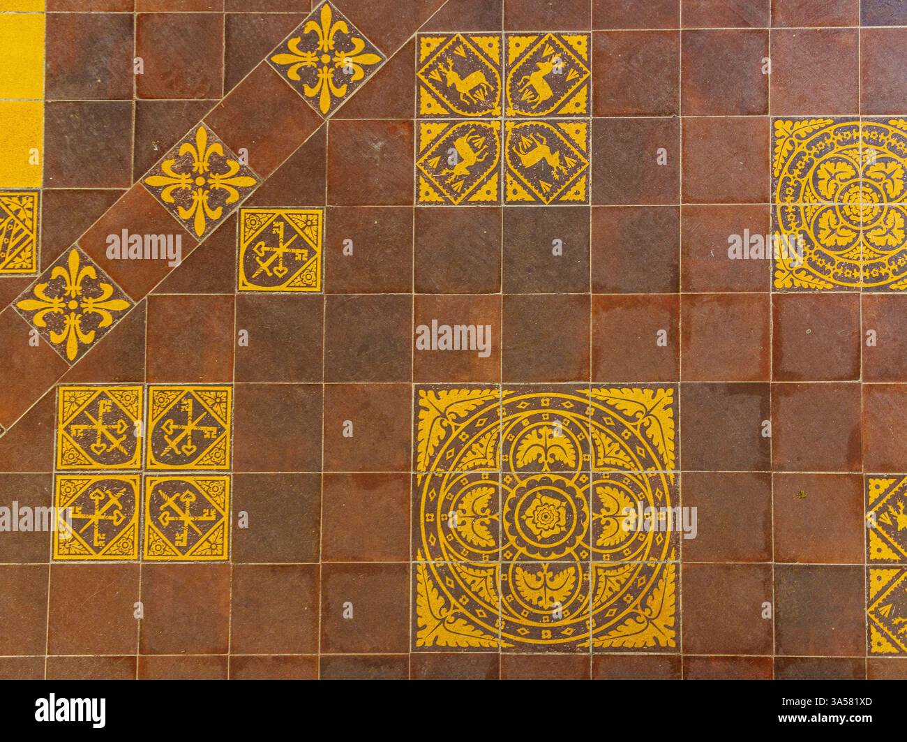 Victorian glazed earthen ware tiles, replicas of the originals, Ewenny ...