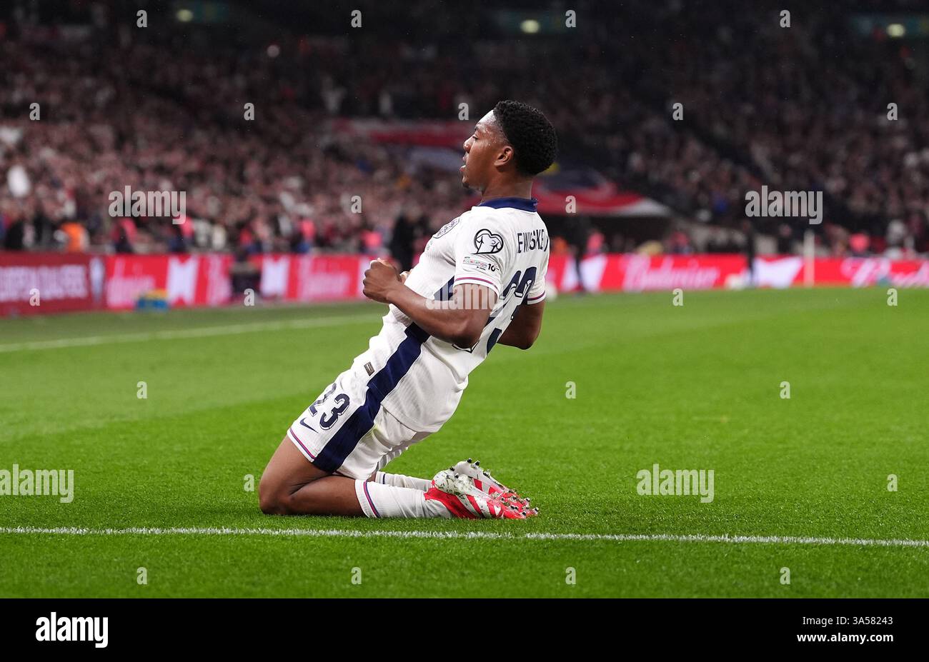 England's Myles Lewis-Skelly celebrates scoring their side's first goal ...