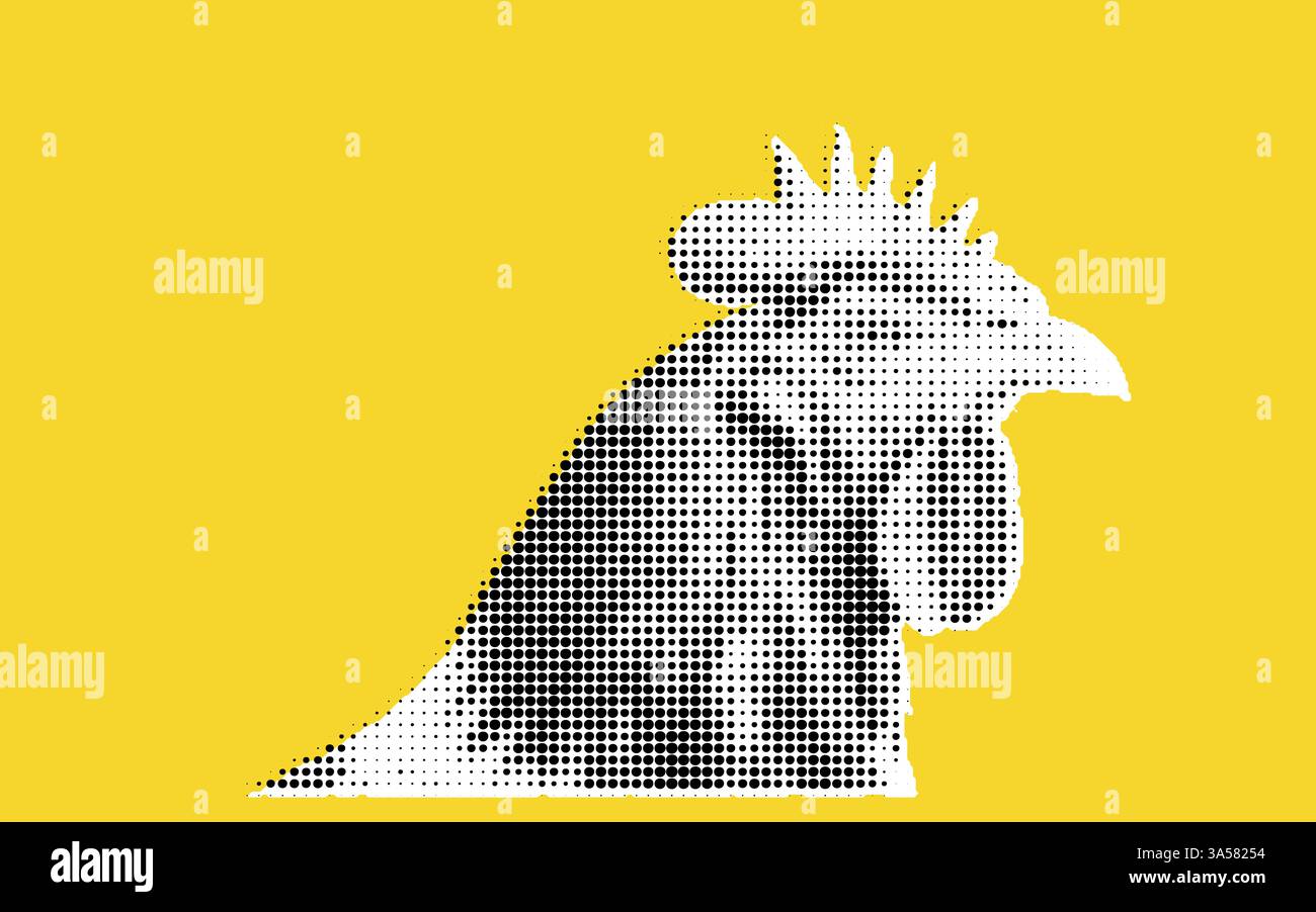 Stylized Rooster Silhouette on Yellow Background Stock Vector Image ...