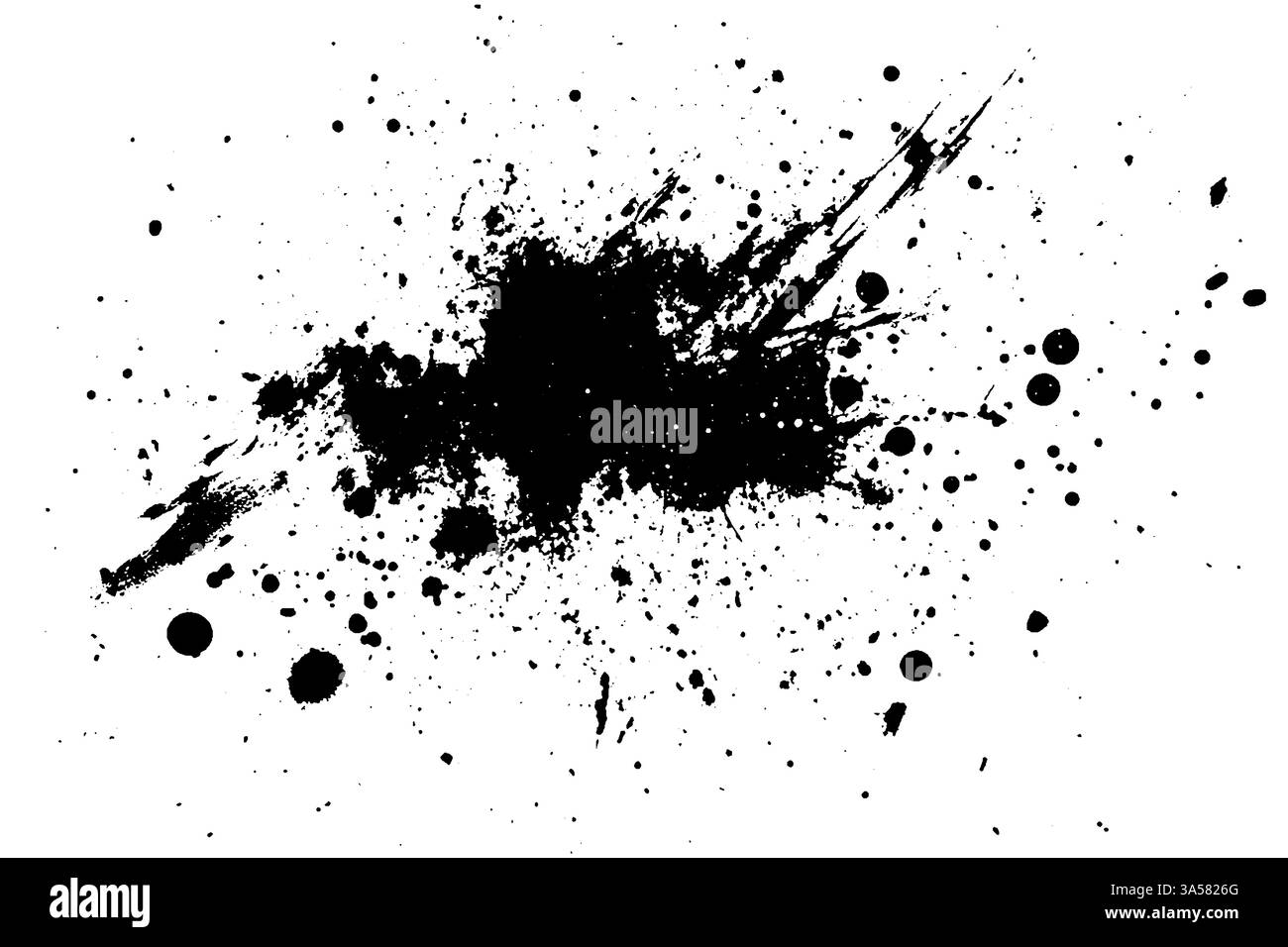 Vector brush stroke and ink spray splatter on dirty, grunge background. White and black abstract ...