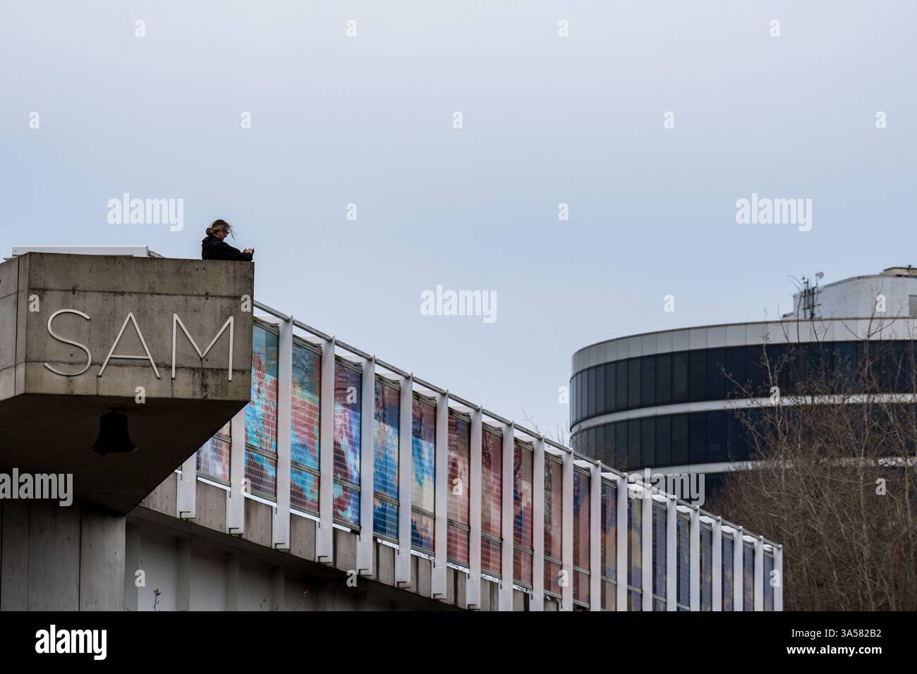 Seattle, USA. 21st Mar 2025. Anti Elon Musk graffiti on the Seattle ...
