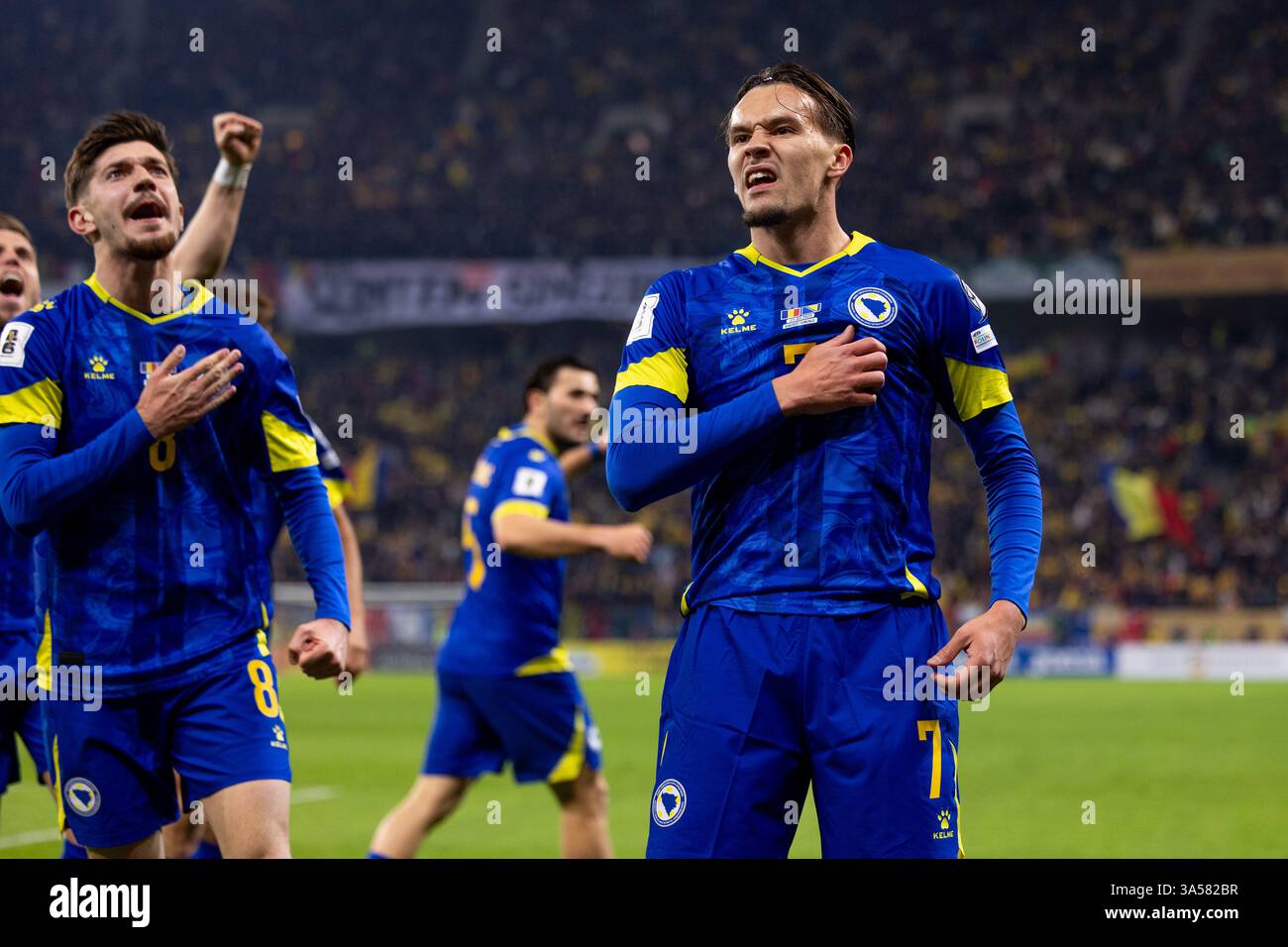 Amar Dedic of Bosnia and Herzegovina celebrates after Armin Gigovic of ...