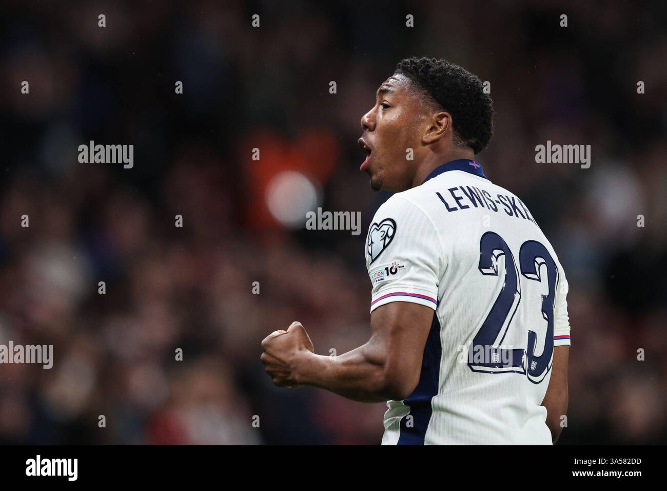 LONDON, UK - 21st Mar 2025: Myles Lewis-Skelly of England celebrates ...