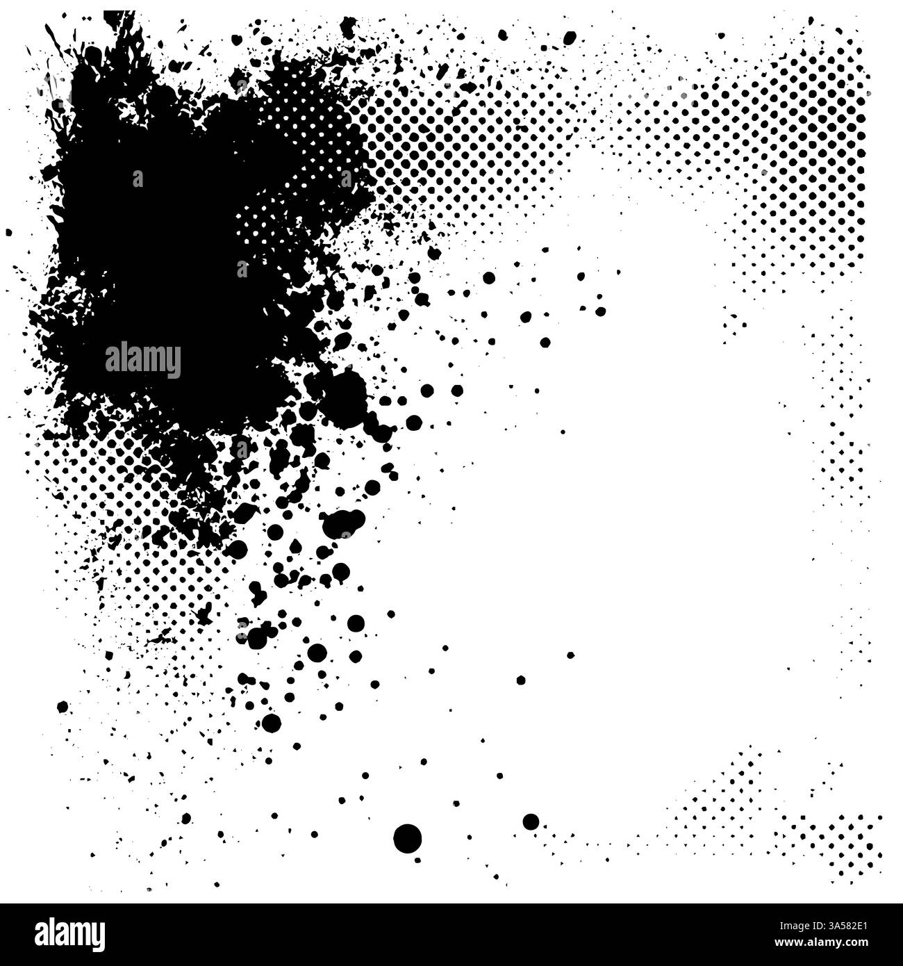 Vector halftone frame with rough ink border on an abstract background ...