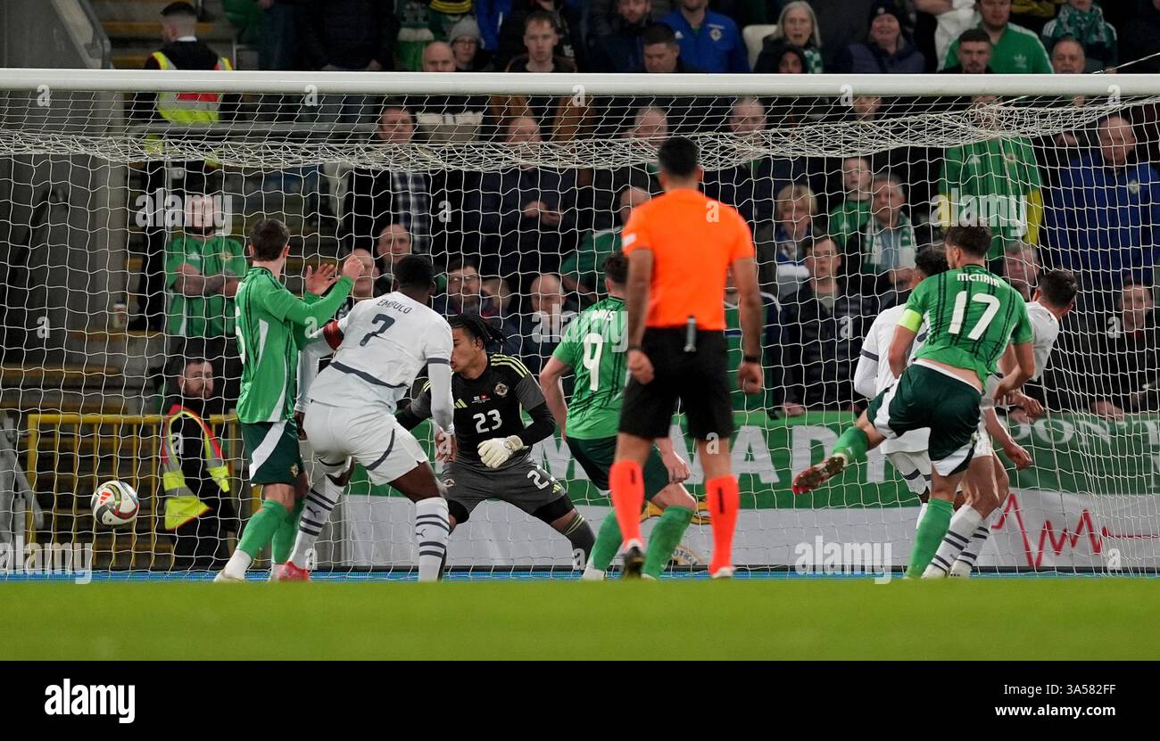 Switzerland's Vincent Sierro scores their side's first goal of the game during the international ...