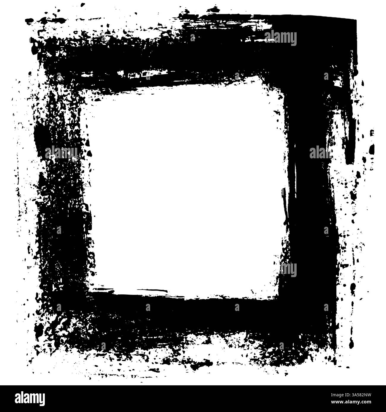 Vector grunge paper frame with rough brush strokes and torn edges ...