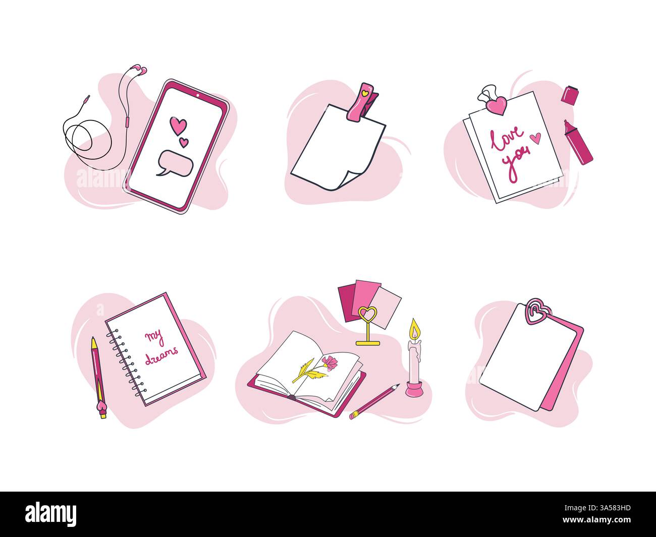 Love themed set, girly secret notes, copyspace Stock Vector Image & Art ...